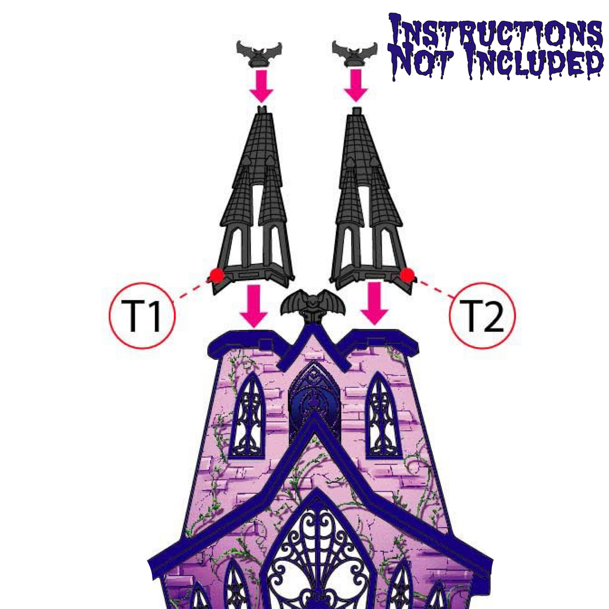 Monster High Freaky Fusion Catacombs Playset Replacement Black Bat Par ...